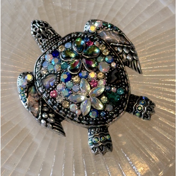 Jewelry | Sea Turtle Pin Brooch With Multicolored Crystal Rhinestones ...
